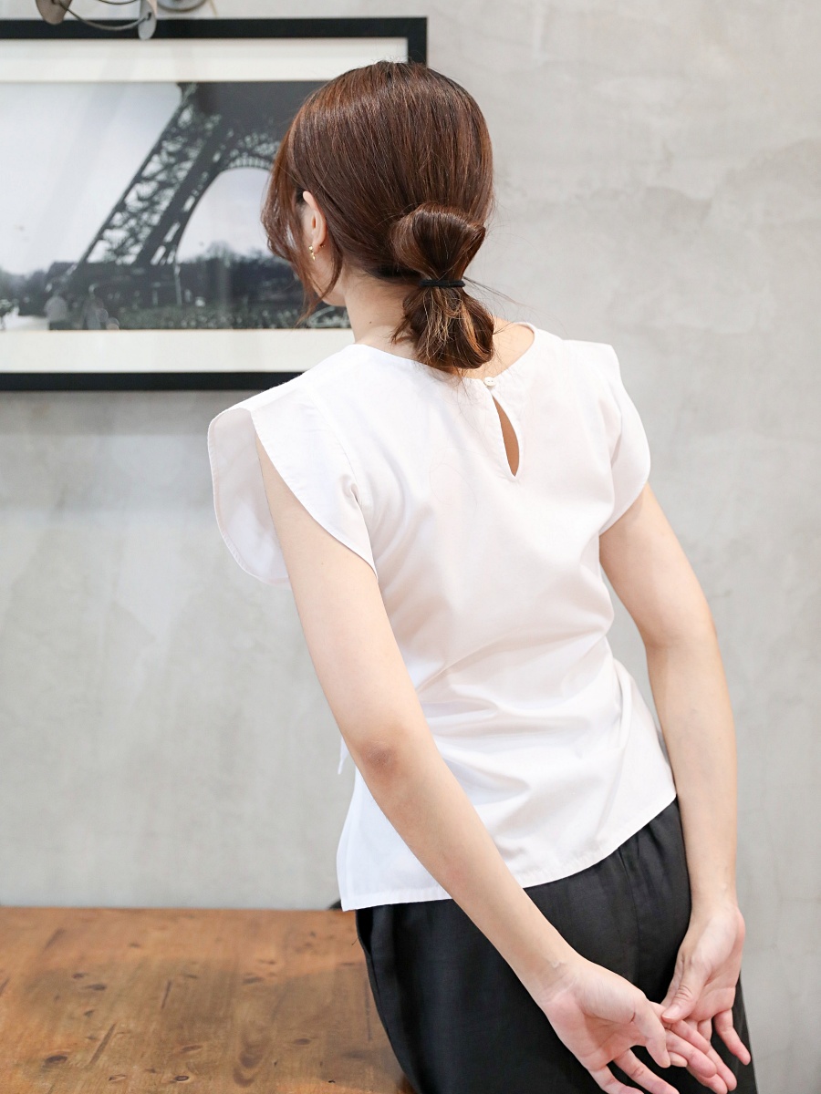Candith｜Cute Ruffled Sleeves White Cotton Top ∣ CLA